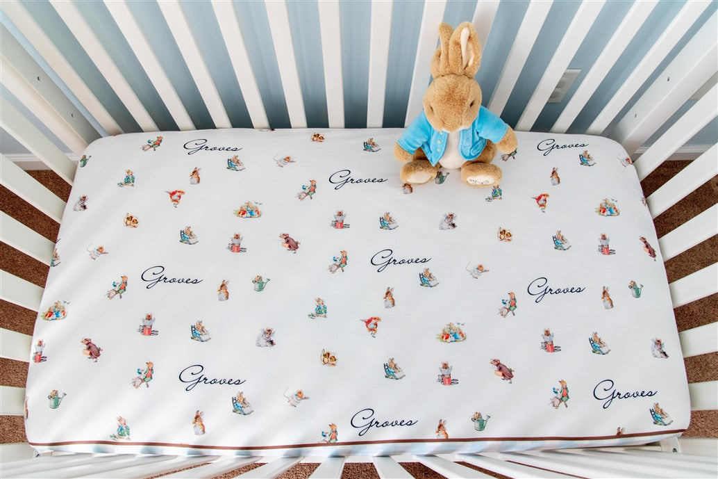 Classic Peter Rabbit Personalized Custom Baby Crib Sheet – AGreatBaby