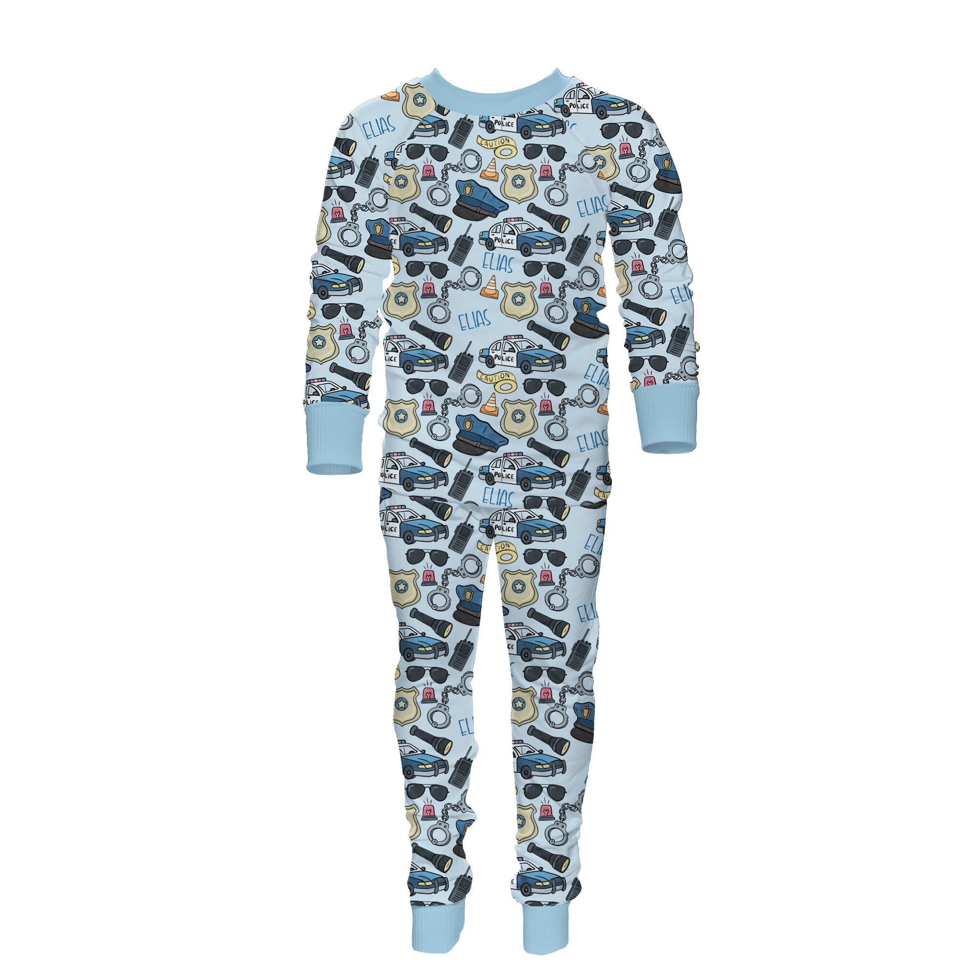 Police Boys Pajamas - Personalized AGreatBaby Sleepwear